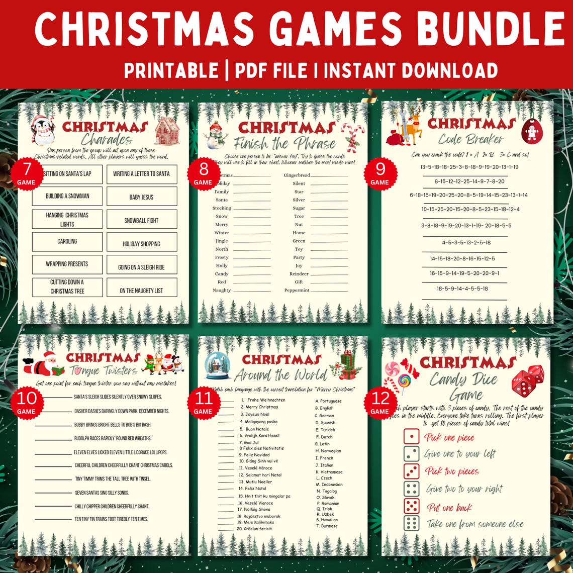 Printable Christmas Games Bundle | Family Holiday Party (PDF) - Etsy