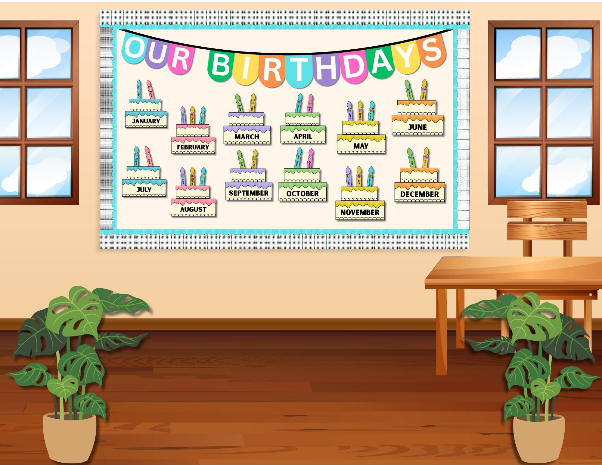 Cake Birthday Bulletin Board, Classroom Decor (printable) - Etsy