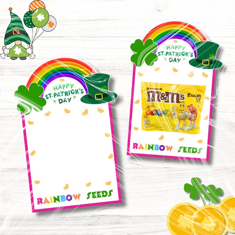 St Patrick's Day Gift Tag, Skittles Rainbow Seeds, Classroom Saint ...