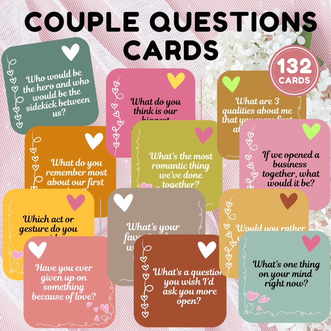 132 Couple Question Cards, Conversation Starters Cards, Date Night ...