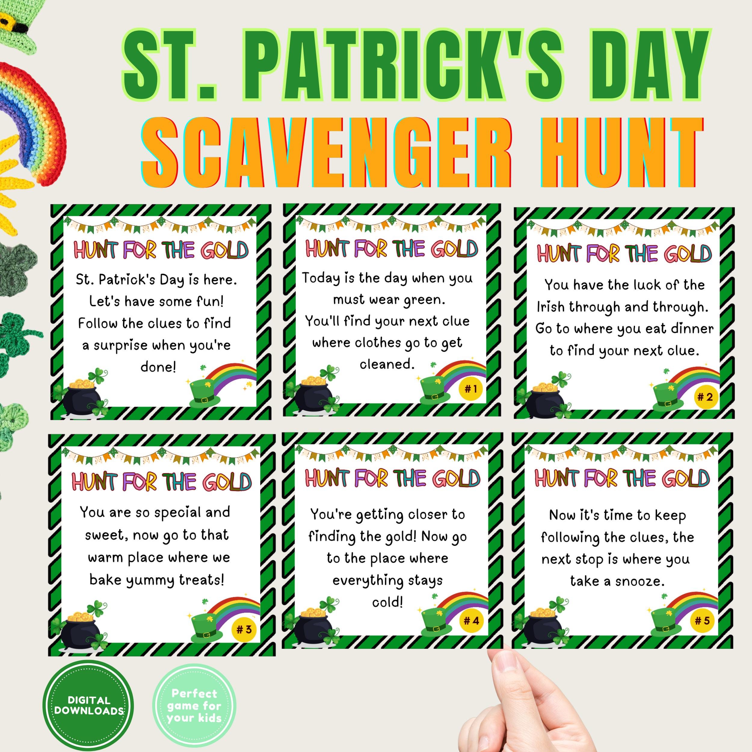 St Patricks Day Scavenger Hunt, St Patricks Day Treasure Hunt Printable ...