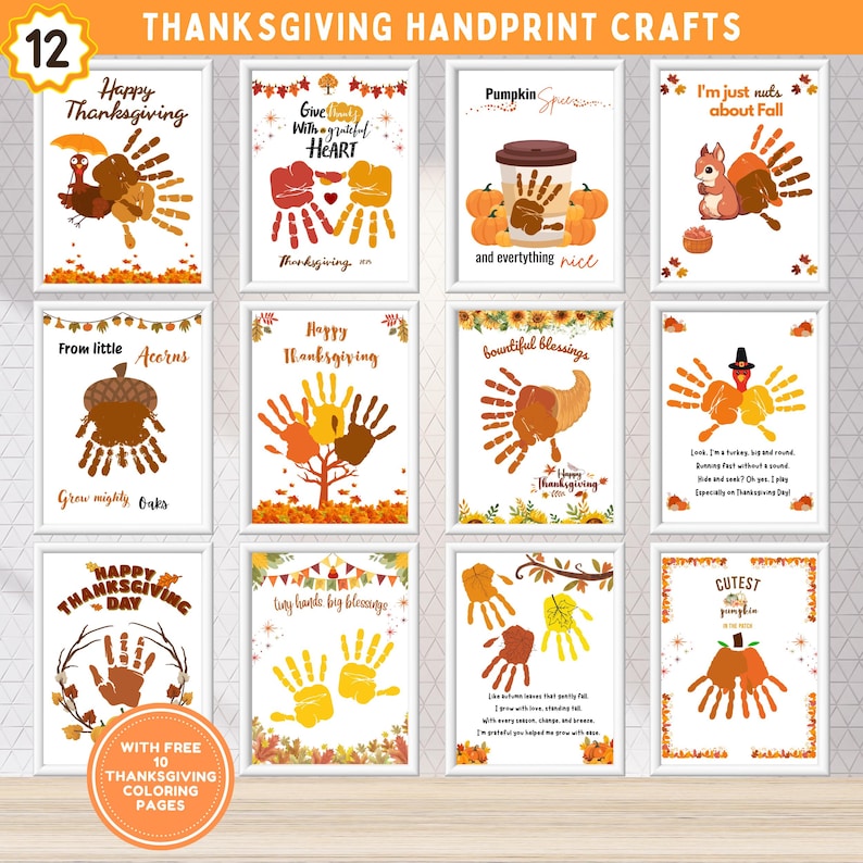 Thanksgiving Handprint Art Bundle, Fall Kid Crafts (digital Download ...