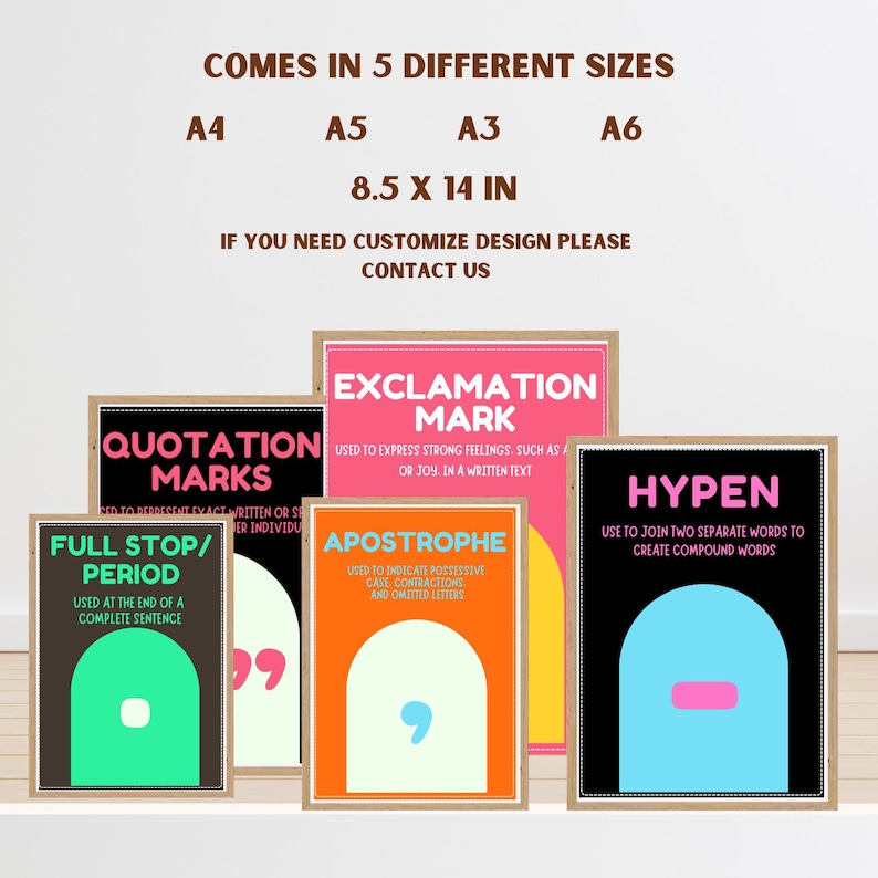 Punctuation Marks Posters, English Classroom Posters, Set of 12 Posters ...