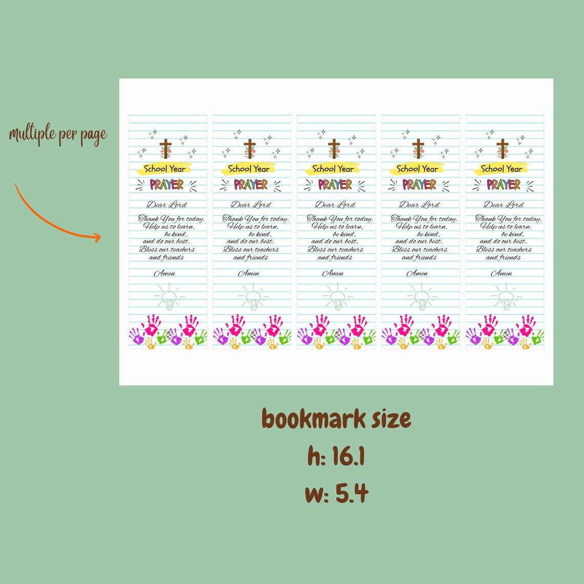 First Day of School Prayer Bookmark for Kids I Printable Sunday School ...