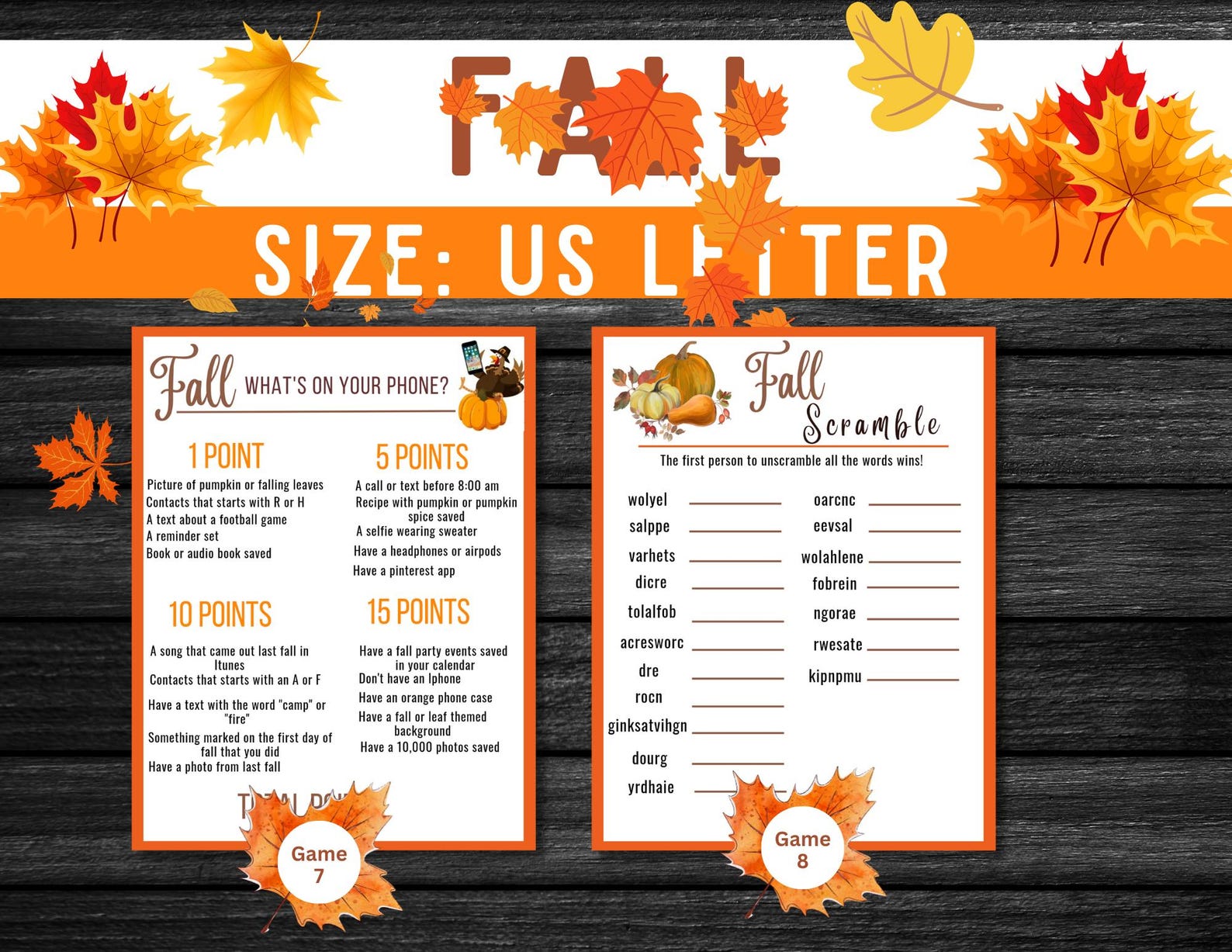 Fall Game Bundle, Fall Printable Games, Fall Family Games, Fall Trivia ...