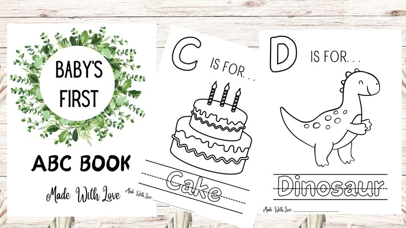 ABC Baby Shower Coloring Book, Baby's First ABC Book, Alphabet Book ...