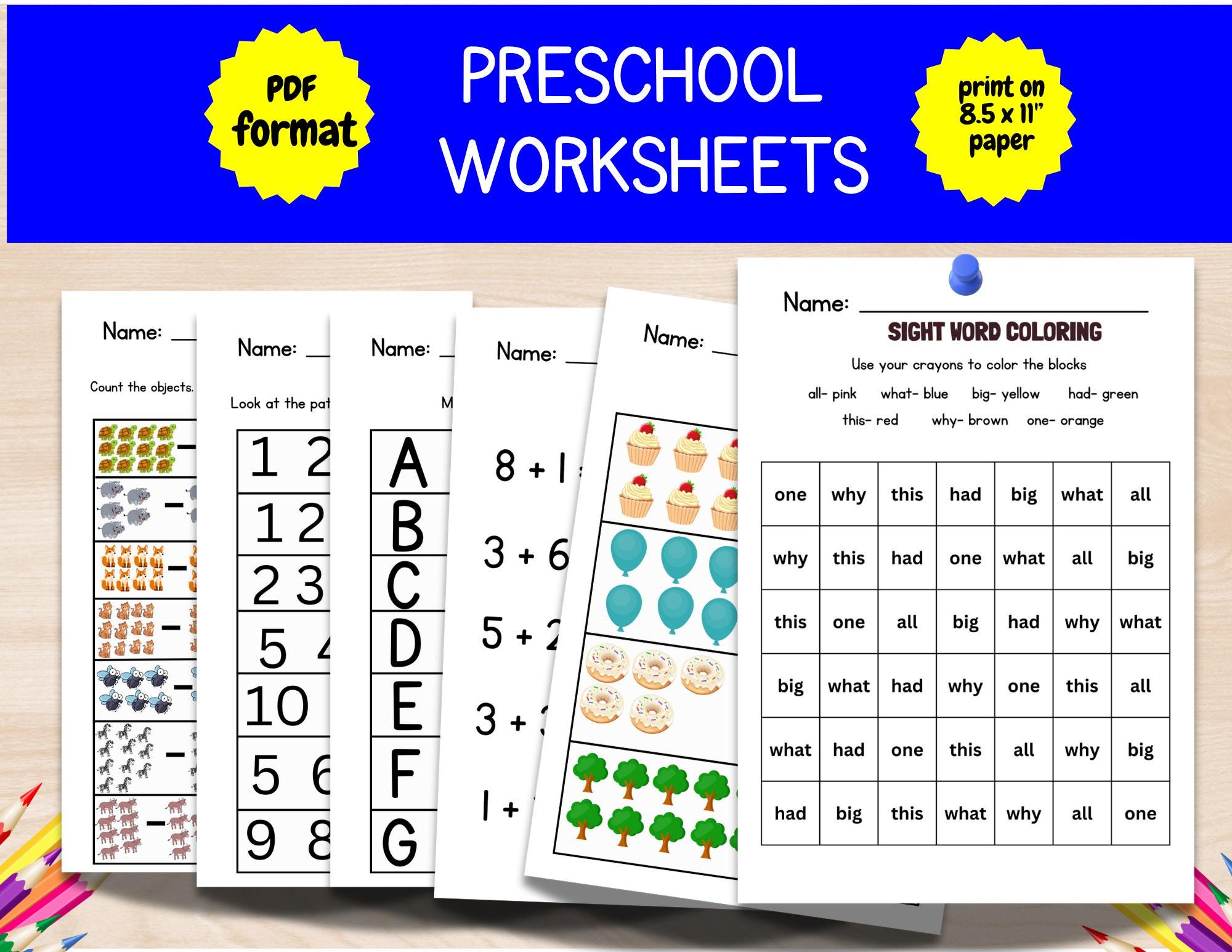 Printable Kindergarten Preschool Activity Educational Pages Preschool ...