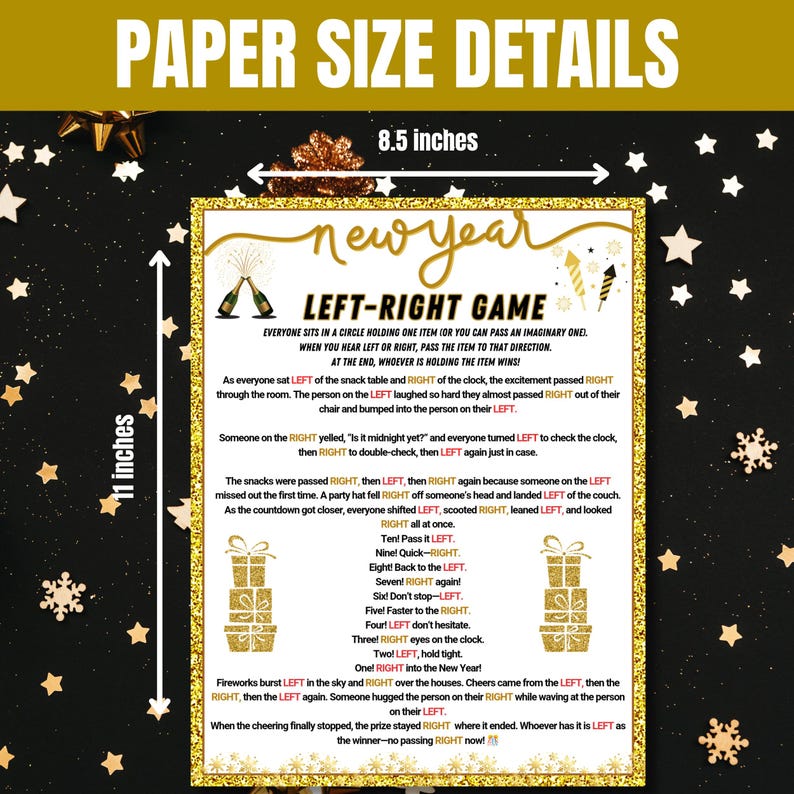 New Years Left Right Game 2026, New Years Pass the Prize Game, New Year ...