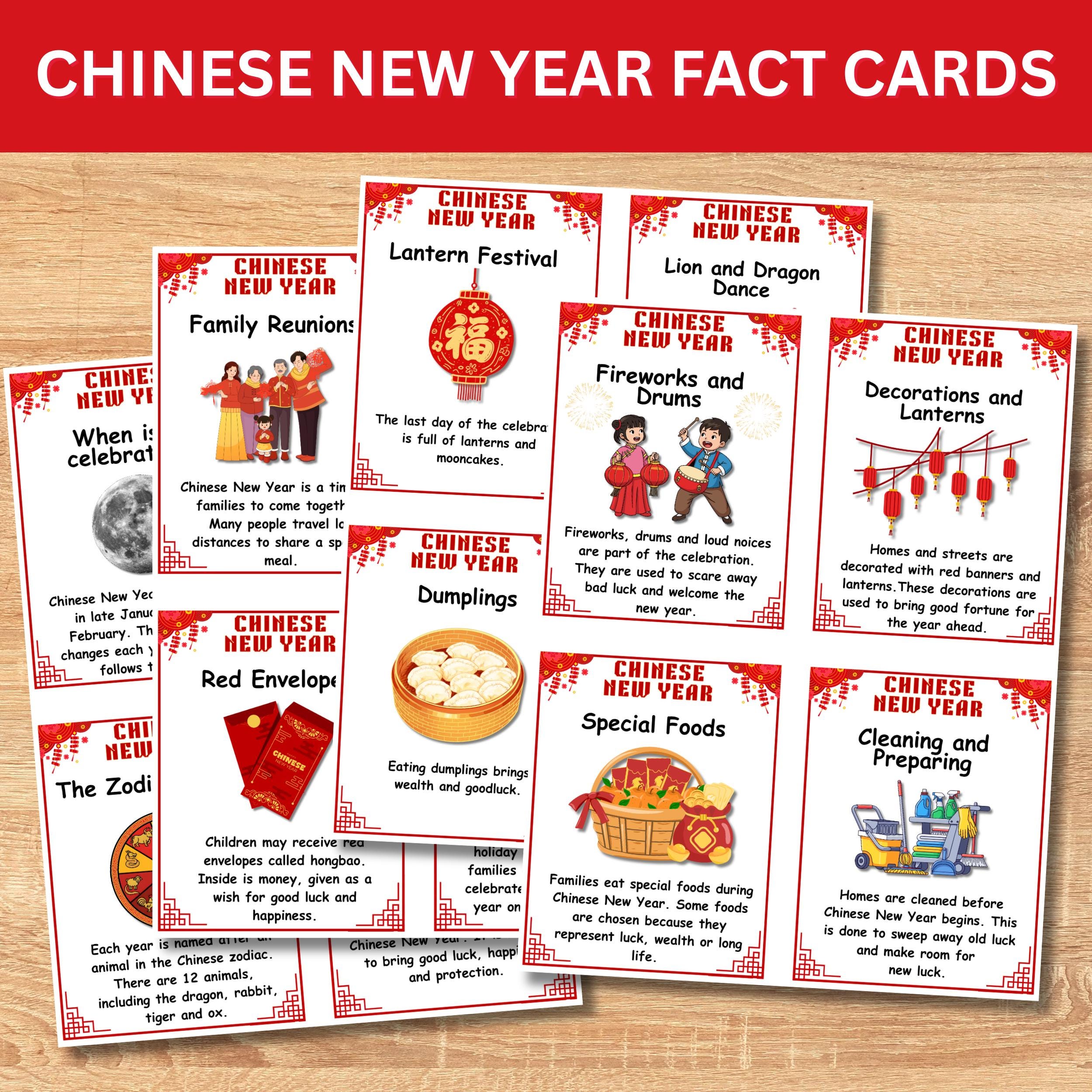 Chinese New Year Fact Cards | Kids Learning, Cultural Activities (PDF ...