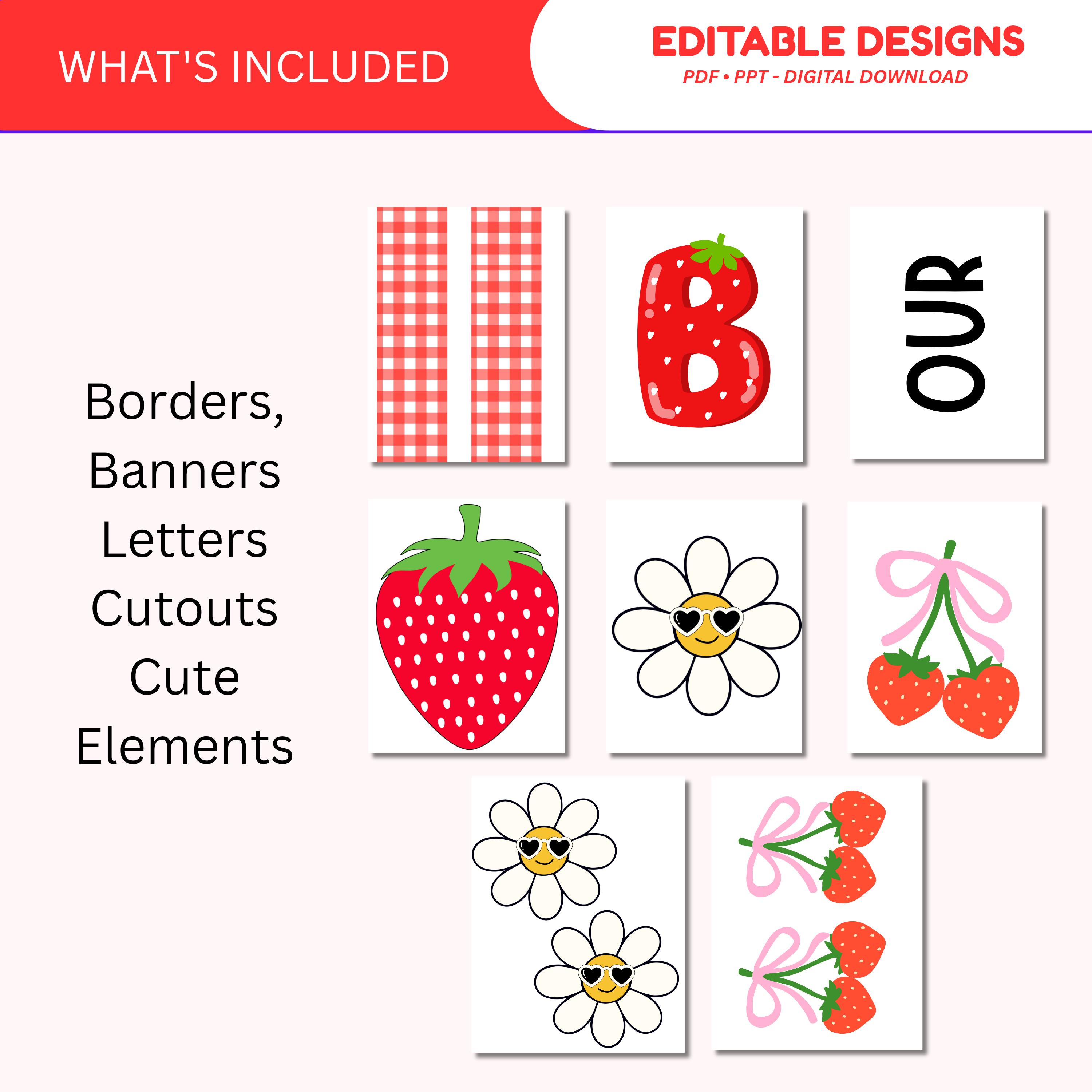 Editable Strawberry Bulletin Board Kit, Berry Sweet Classroom Decor ...