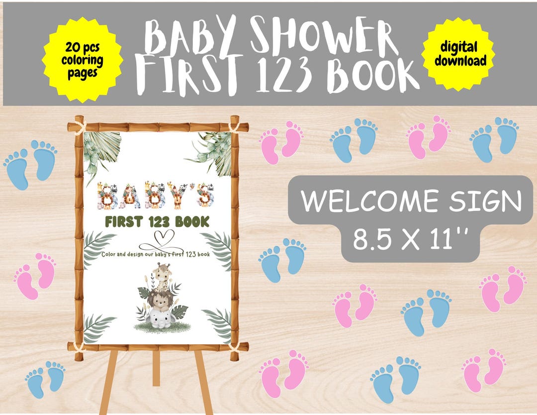 First 123 Baby Shower Activity Coloring Book, Baby's First 123 Book ...