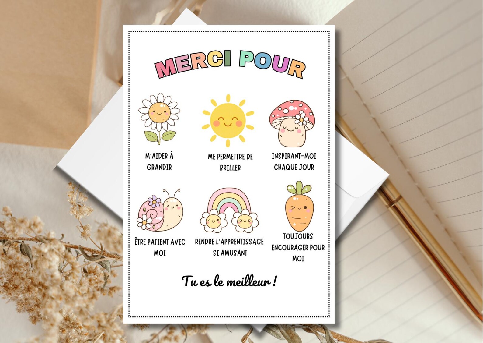 Thank You Card for Teacher in French Printable | French Nursery ...