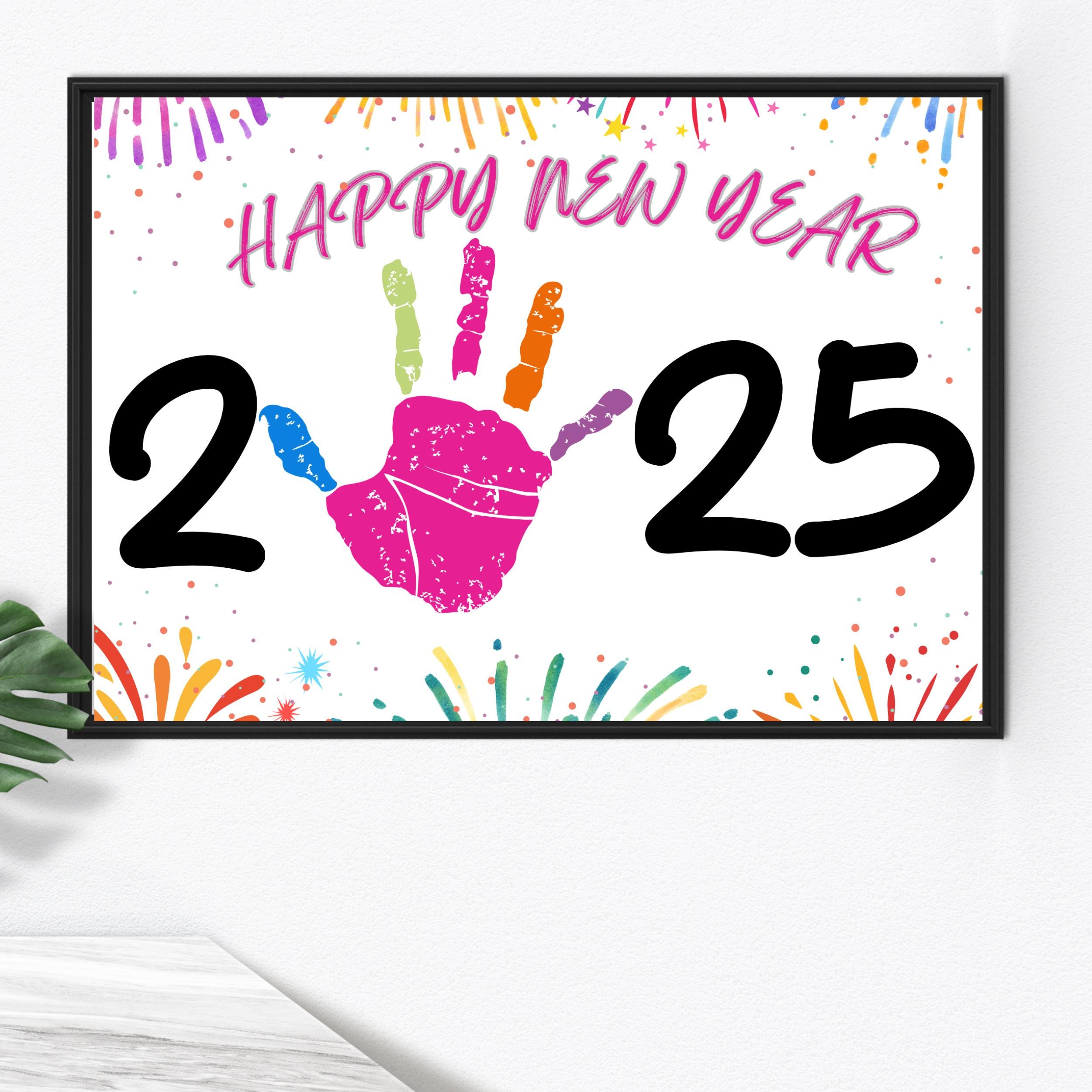 NEW YEAR Handprint Craft for Kids, Keepsake 2025, Happy New Year's Eve ...