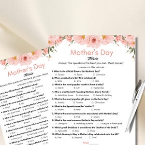 Mother's Day Trivia Game, Printable Quiz (digital Download) - Etsy