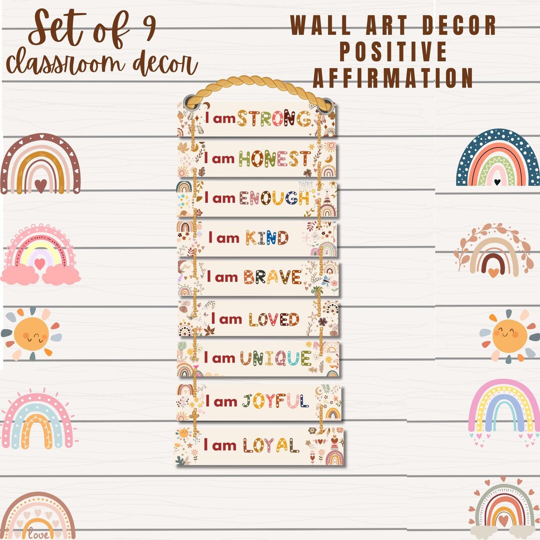 Boho Rainbow Motivational Positive Sayings Sign, Classroom Wall Decor ...