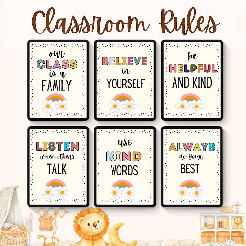 Classroom Rules Printable | Elementary Rules | Classroom Rules | High ...