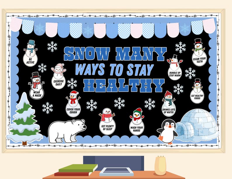 Winter Healthy Habits Bulletin Board Kit (printable & Editable) - Etsy