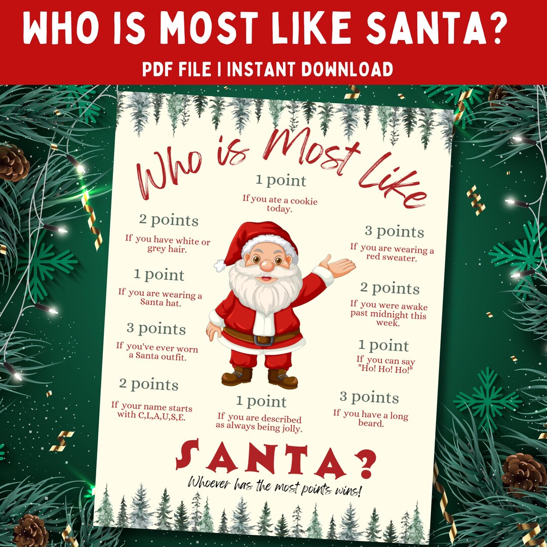 Who is Most Like Santa Game | Christmas Party (PDF Pattern) - Etsy