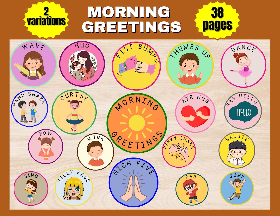 Classroom Morning Greetings Poster Set, 38 Pages (printable PDF & PNG ...