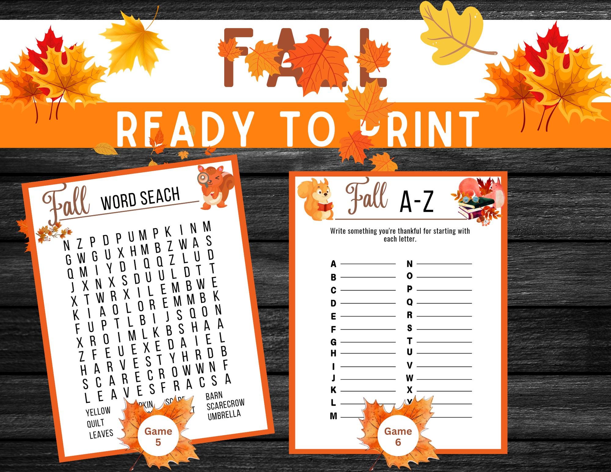 Fall Printable Game Bundle, Family Autumn Activities (PDF) - Etsy
