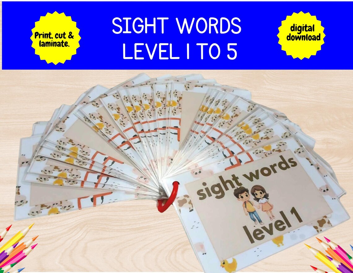 Sight Words Level 1 to 5, Basic Sight Words Flashcards, Reading Sight ...