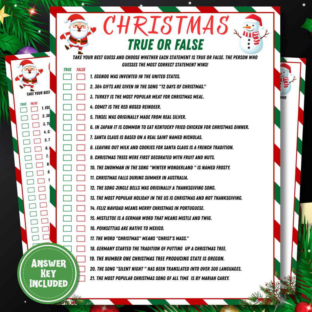 Printable Bible Christmas True or False Game (digital Download) - Etsy