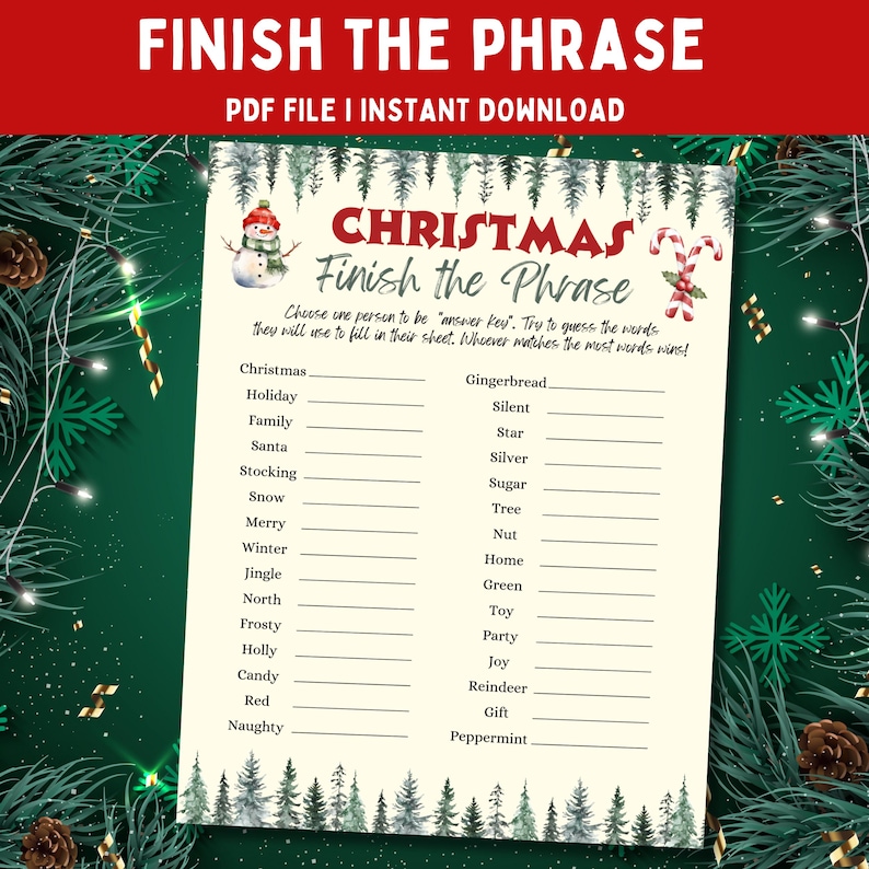 Finish the Phrase Game | Office Christmas Party Game | Christmas Family ...