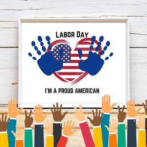Labor Day Handprint Craft, Printable Labor Day Card, Patriotic ...