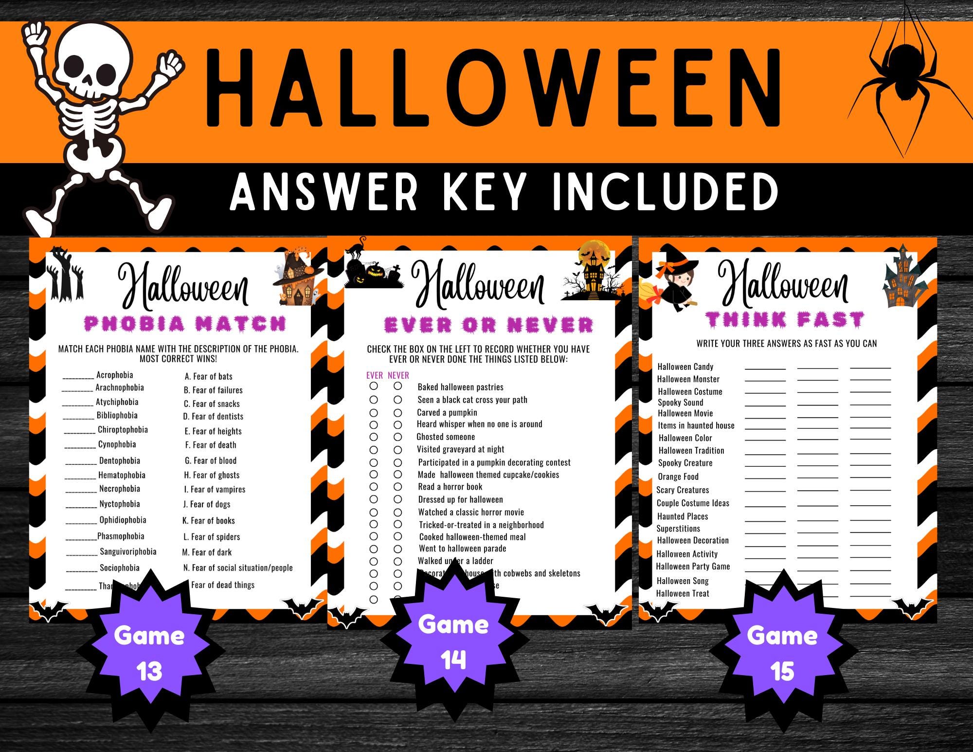 Halloween Printable Games for Kids Adults,digital Download Halloween ...
