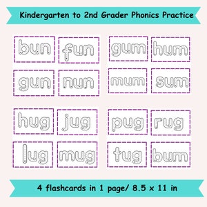 CVC Words Tracing Flashcards, Phonics Activity (PDF & PNG) - Etsy