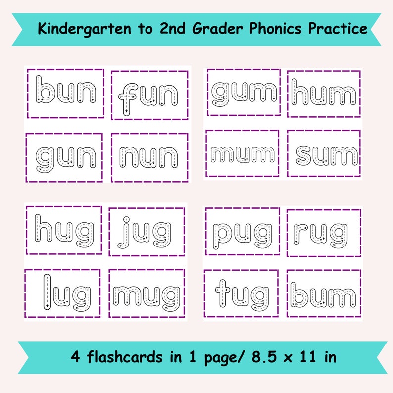 CVC Words Tracing Flashcards, Phonics Activity (PDF & PNG) - Etsy