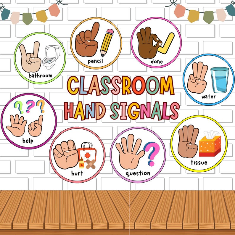 Hand Signals for Classroom Management, Classroom Rules, - Etsy