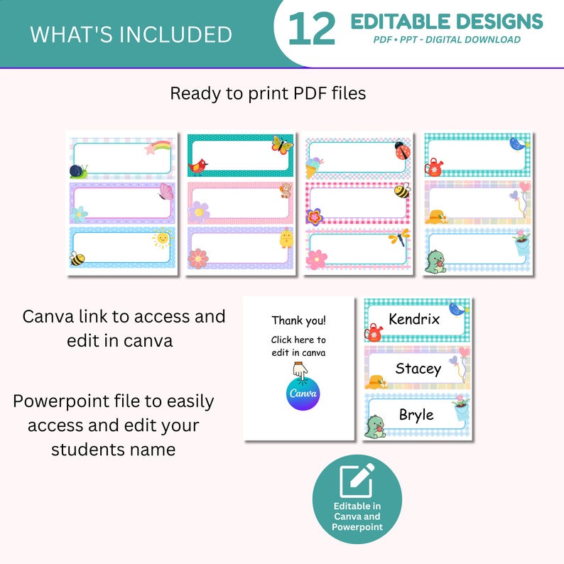 Spring Classroom Desk Name Tags: Editable Labels (digital Download) - Etsy