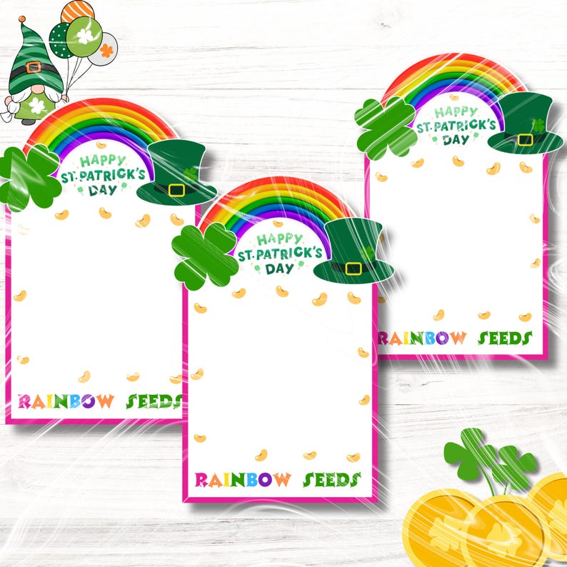 St Patrick's Day Gift Tag, Skittles Rainbow Seeds, Classroom Saint ...