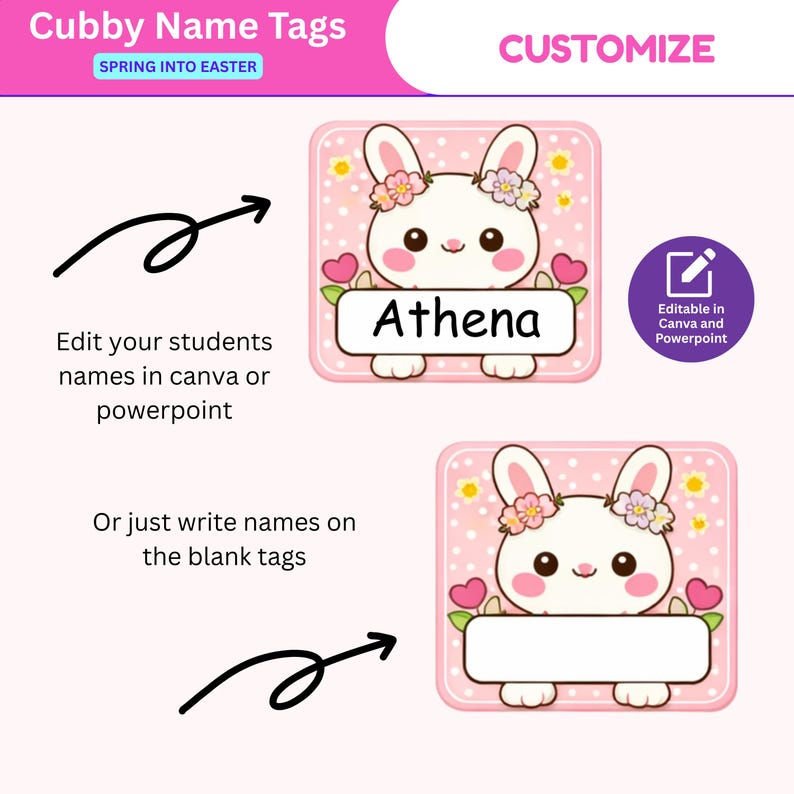 Editable Spring Easter Cubby Name Tags: Classroom Labels (digital ...