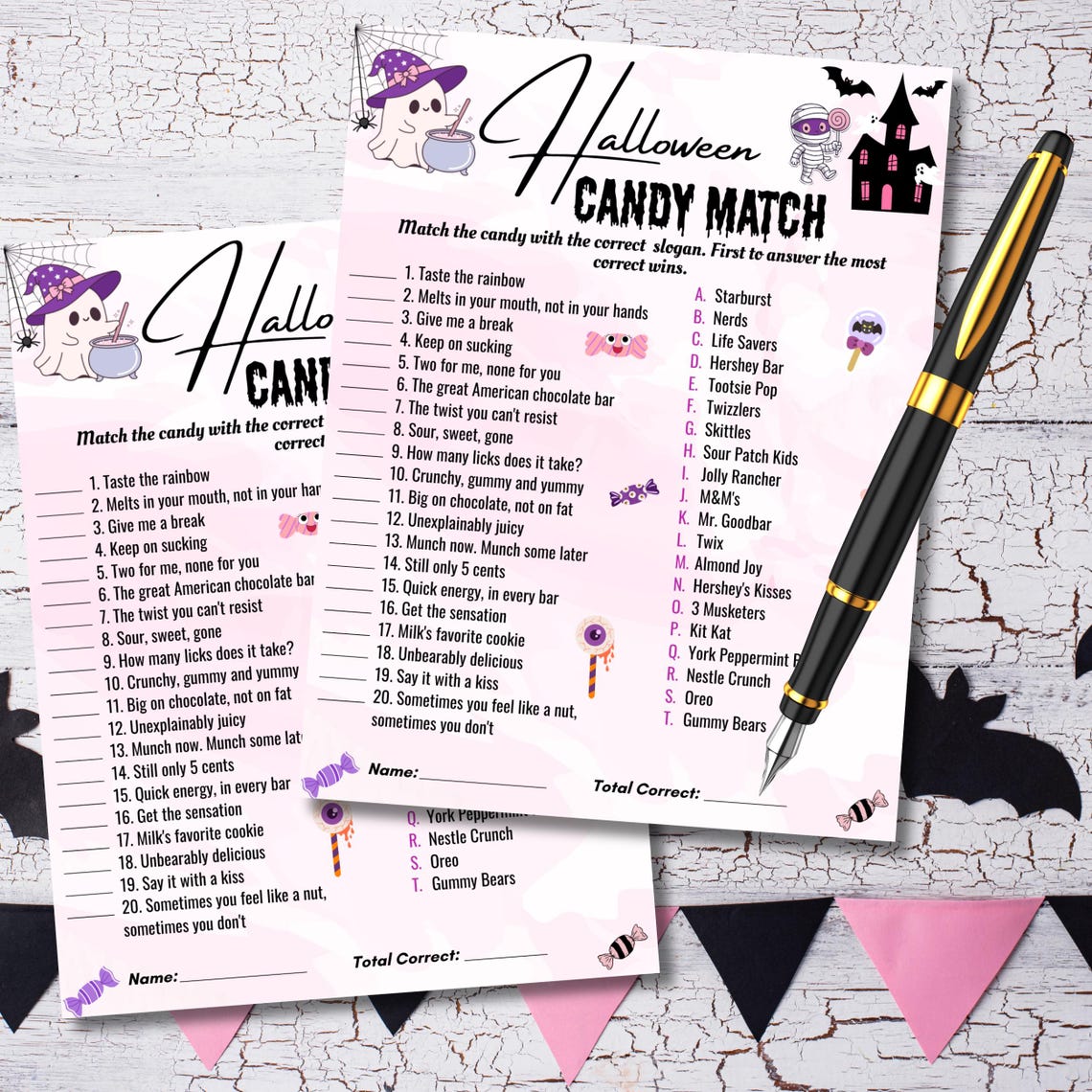 Halloween Candy Match Game, Halloween Trivia, Halloween Party Games ...
