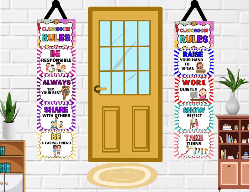 Classroom Rules Poster | 16-piece Bulletin Board (PDF, PNG) - Etsy
