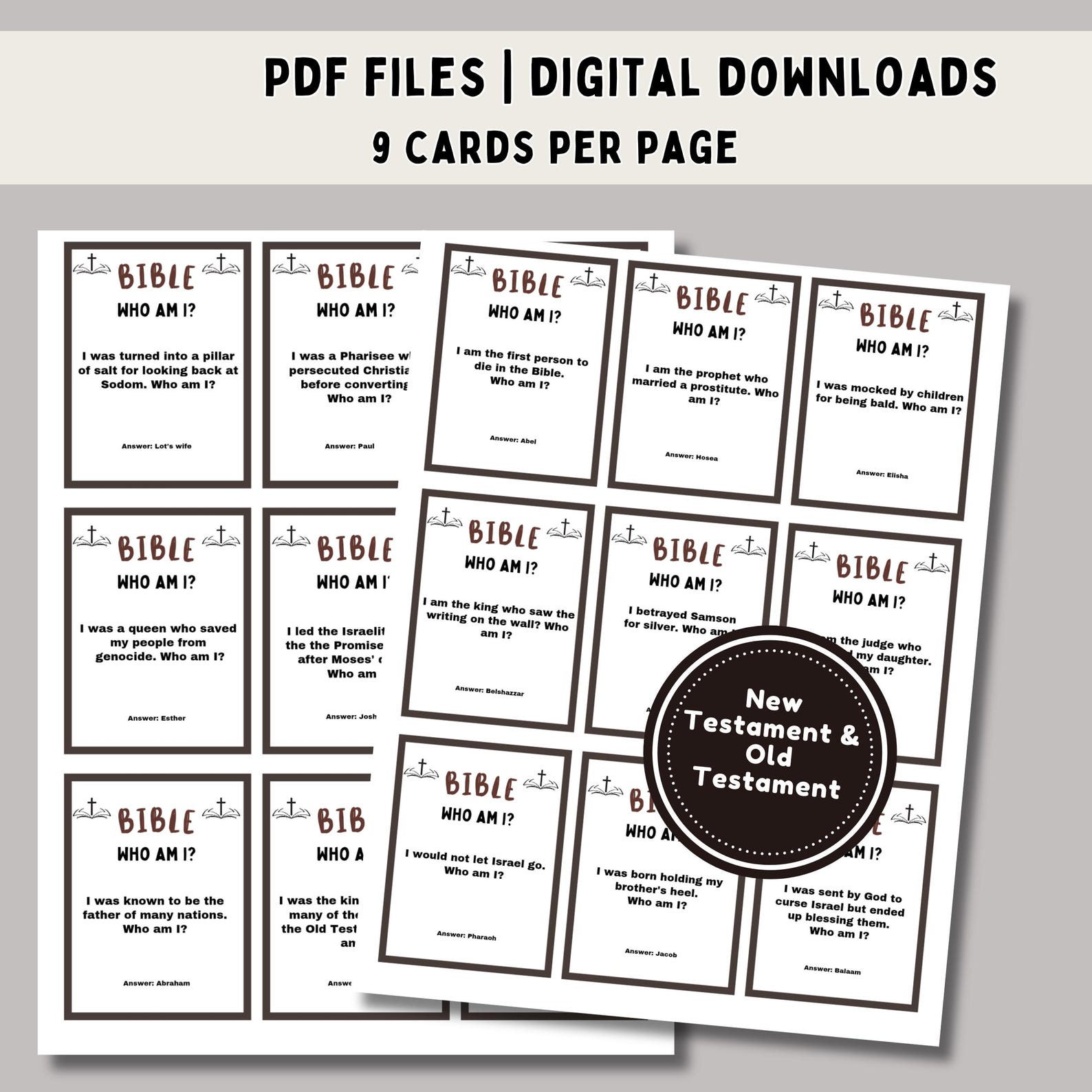 Bible Trivia Cards, Who Am I Game, Church Activity (PDF) - Etsy