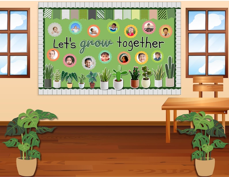 Succulent Classroom Bulletin Board Kit, Plant Theme Decor (printable ...
