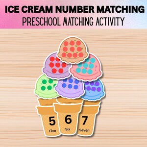 Preschool Ice Cream Shape Matching, Printable Activity Learning Basic ...