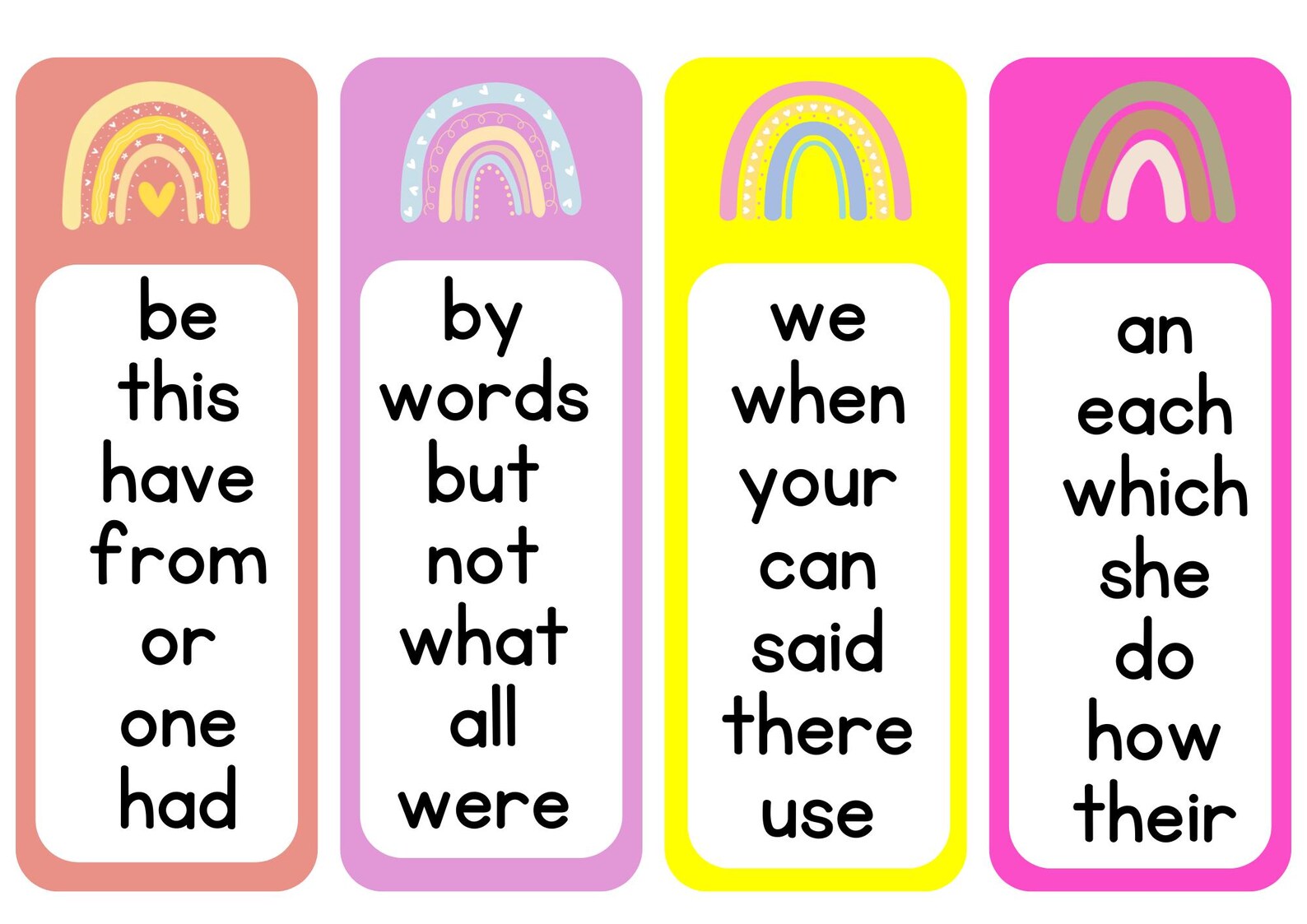 Fry's First 100 Sight Words Flashcards | Kids Bookmark (printable) - Etsy