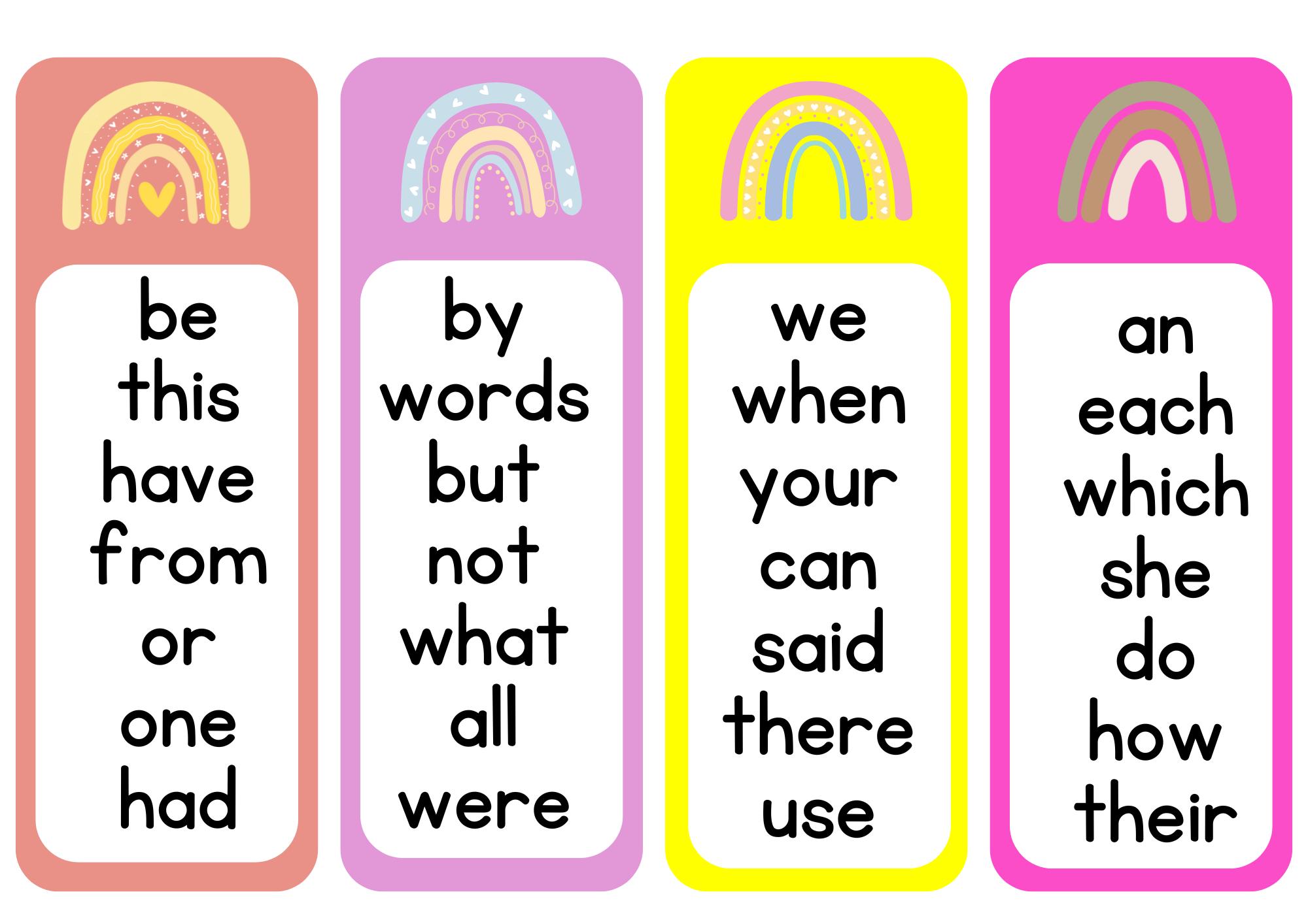 Fry's First 100 Sight Words Flashcards | Kids Bookmark (printable) - Etsy