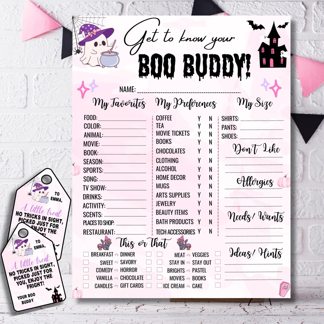 Halloween Questionnaire, Editable Boo Buddy Printable, Boo Basket Gift ...
