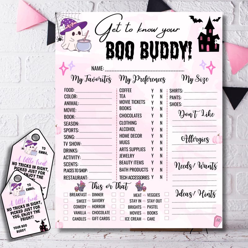 Boo Buddies Questionnaire - Etsy