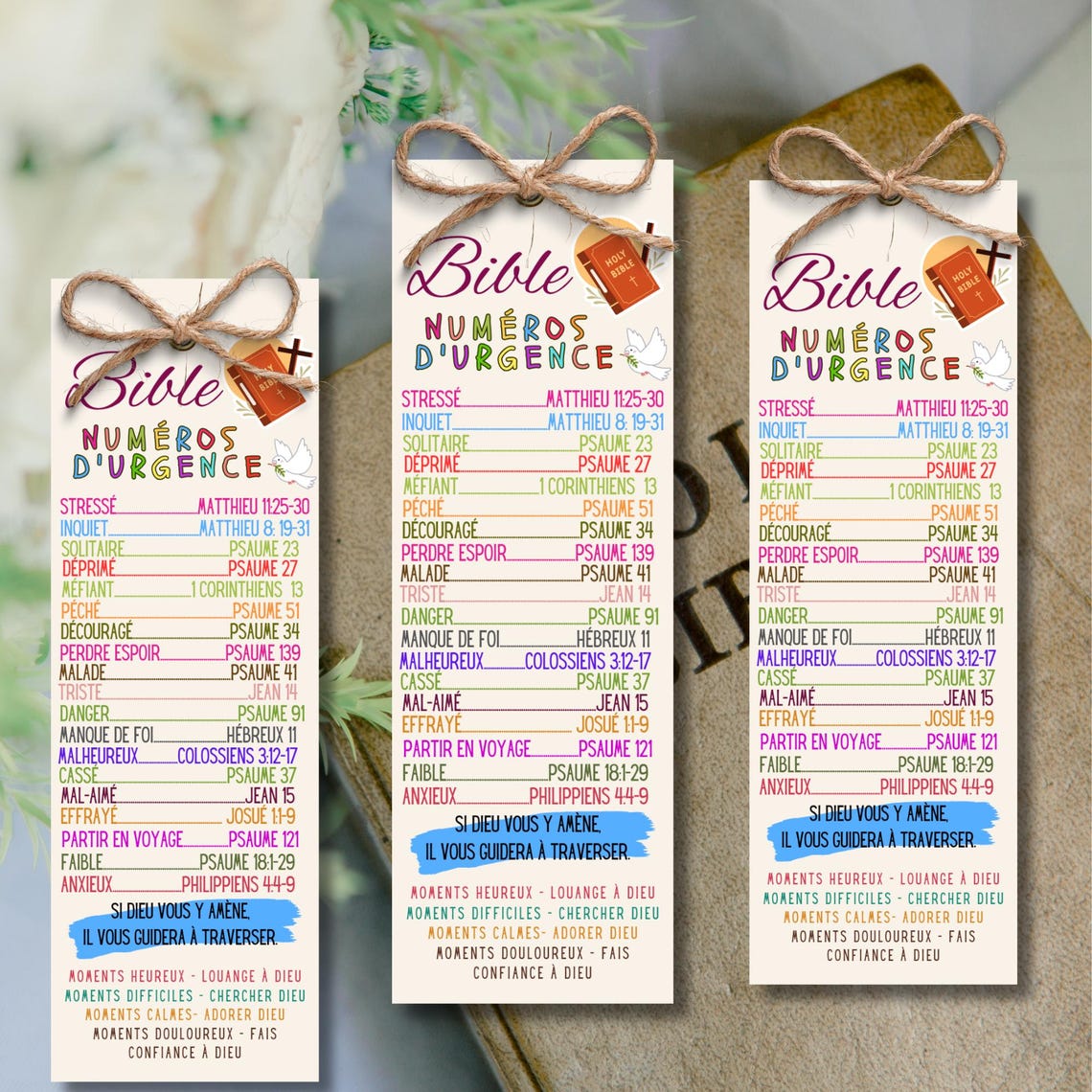 Bible Emergency Numbers Bookmark, Scripture Verse - Etsy