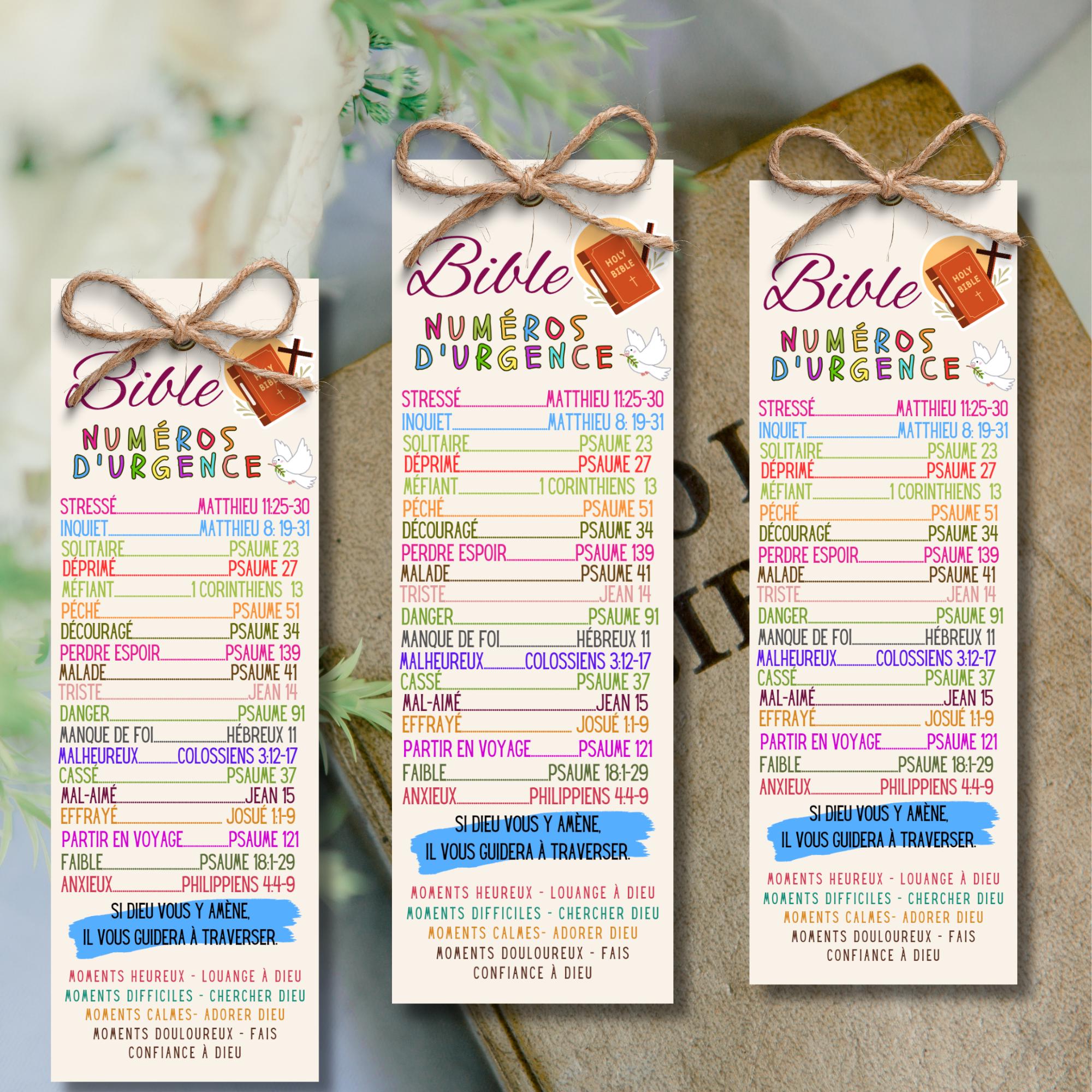 Bible Emergency Numbers Bookmark, Scripture Verse - Etsy