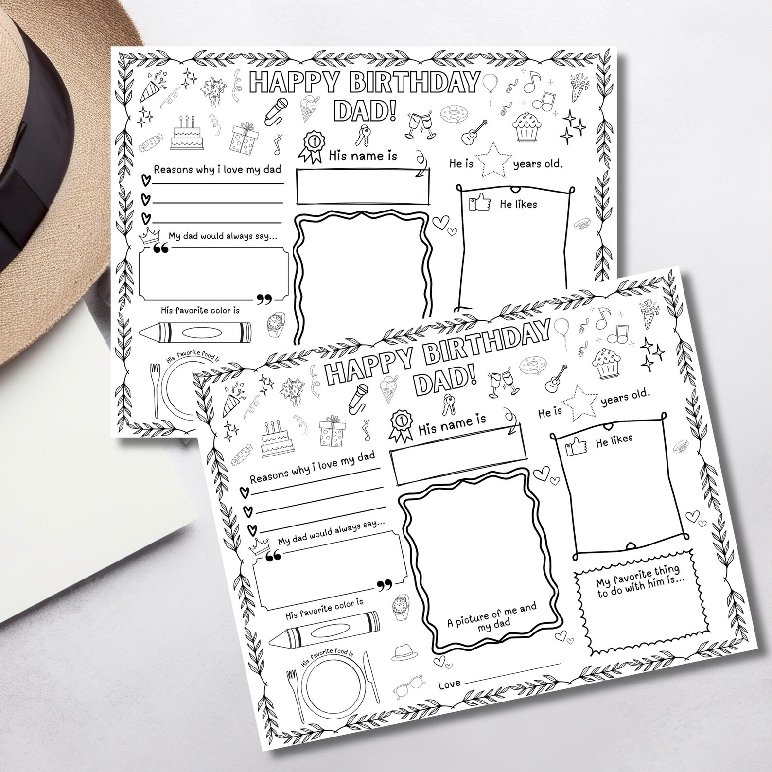 Happy Birthday Dad Coloring Page | Happy Birthday Dad Placemat Activity ...