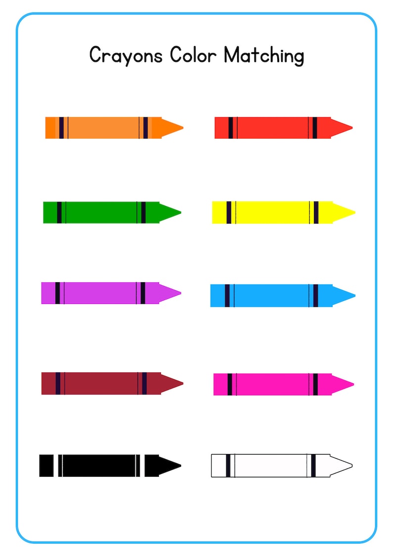Color Matching Game, Busy Book Printable, Crayons Color Matching, Color ...