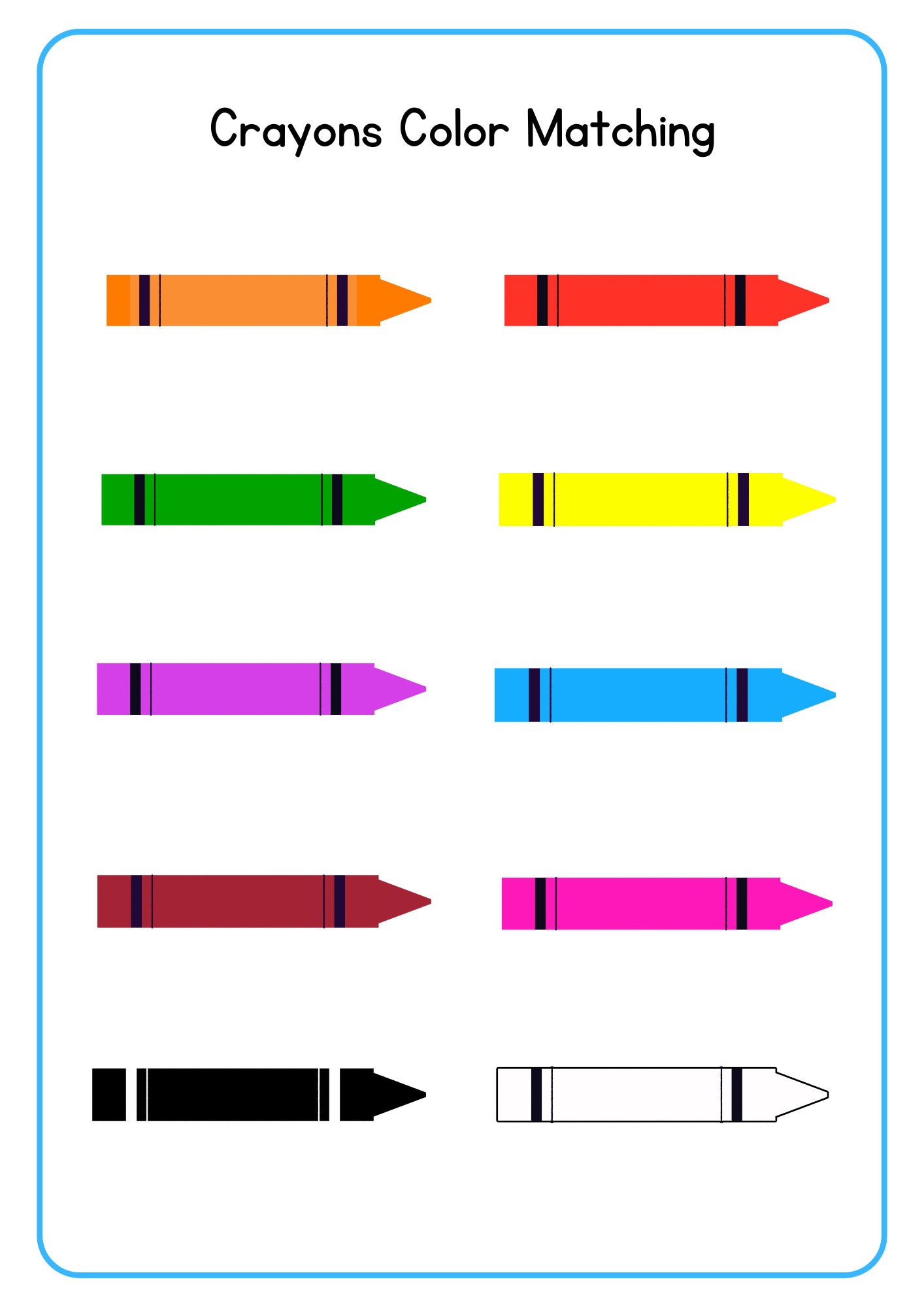 Color Matching Game, Busy Book Printable, Crayons Color Matching, Color ...