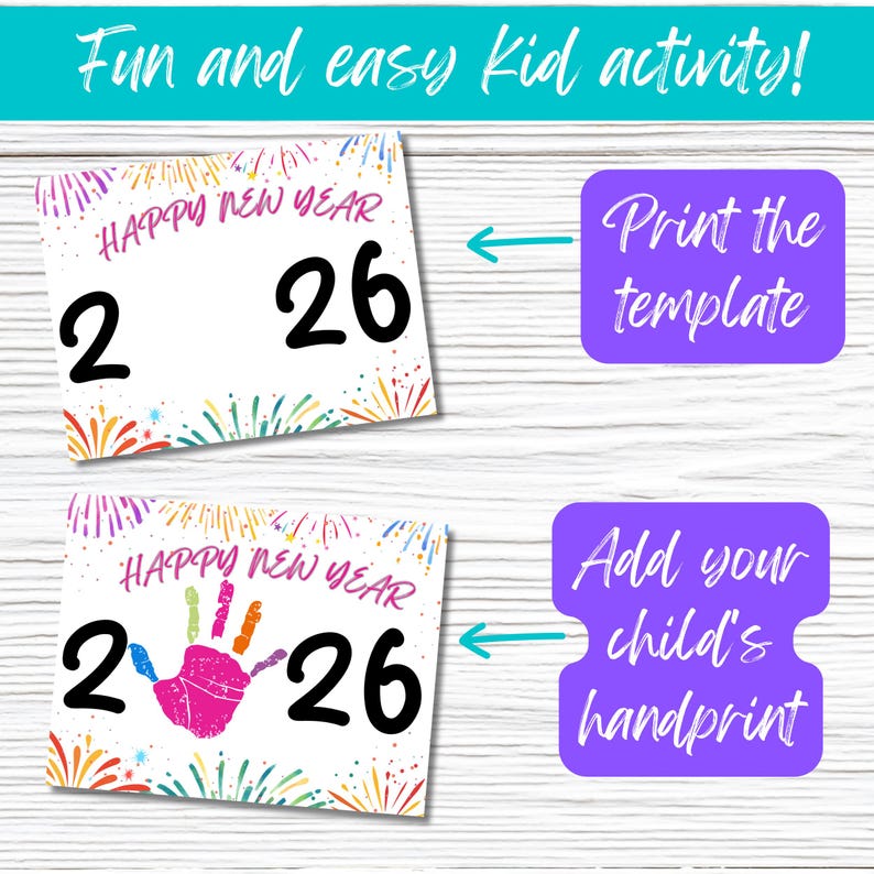 NEW YEAR Handprint Craft for Kids, Keepsake 2026, Happy New Year's Eve ...